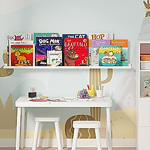 Wallniture Denver 46" Floating Shelves for Wall, Living Room Wall Shelf, Wall Bookshelves, Wall Shelves for Picture Frame, Picture Ledge Shelf, White Bookshelf for Kids Room, Wall Shelf for Bedroom