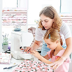 UPSYTIO 8PCS Cotton Fabric Bundles - 18 × 22 Inches Floral Printed Fat Quarters Quilting Sheets for Sewing Crafts Patchwork and DIY Projects(Pink)