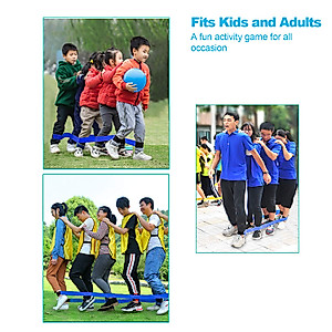 Hiverst 5 Legged Race Band, Outdoor Party Group Game for Kid Adult, Cooperative Team Race for Birthday Party, Relay Race, Field Day, Team-Building, Backyard Activity Game with Carrying Pouch(2 Pack