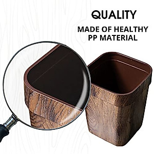 Square Waste Bins Hipsteen Retro Style Pressing Ring Plastic Trash Can Household Office Mimetic Wood Grain Garbage Bin Kitchen Outdoor Bedroom Bathroom Office Commercial Bin Waste Square Waste Basket