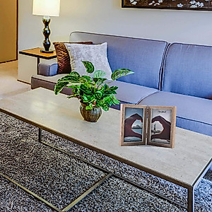 5x7 Picture Frames Double Hinged MDF Wood Grain Shadow Box with Glass Front Stand Vertical on Tabletop