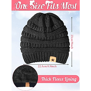 6 Pcs Winter Hats Gloves Set, 3 Pcs Winter Knitted Hats and 3 Pairs Warm Touchscreen Gloves for Women and Men Outdoor (Black, Gray, White)