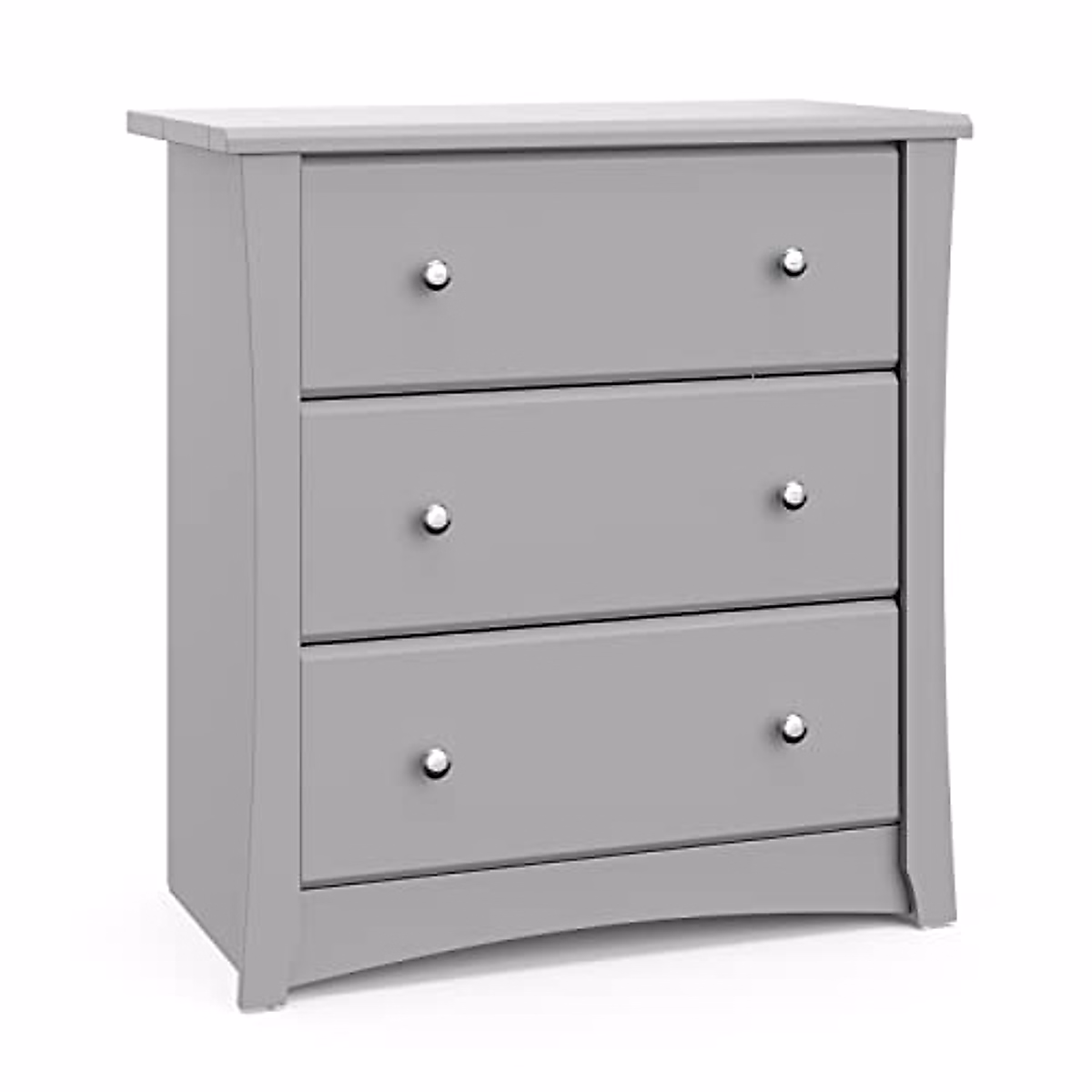 Storkcraft Crescent 3 Drawer Chest (Pebble Gray) – Baby and Kids Bedroom Organizer, Nursery Chest, Storage Dresser with Drawers, Universal Design