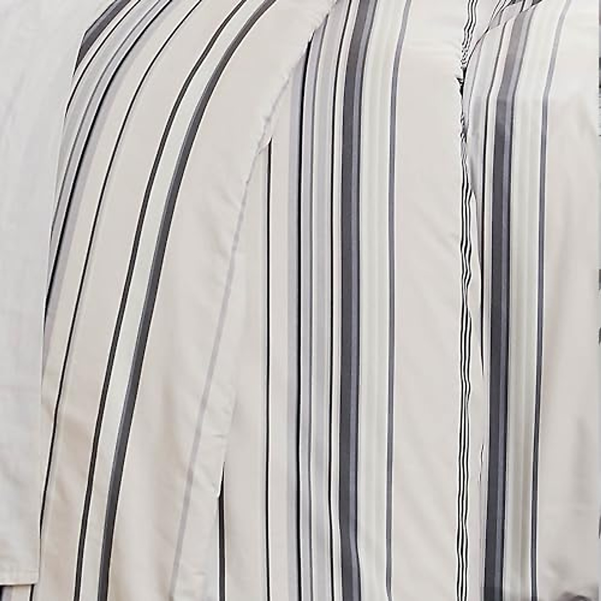 Southshore Fine Living, Inc. 3-Piece King Size Comforter Set, Down Alternative Grey Striped Comforter with Matching Shams, Coverlet Bedspread for California/King Bed, Coastal Stripes Grey