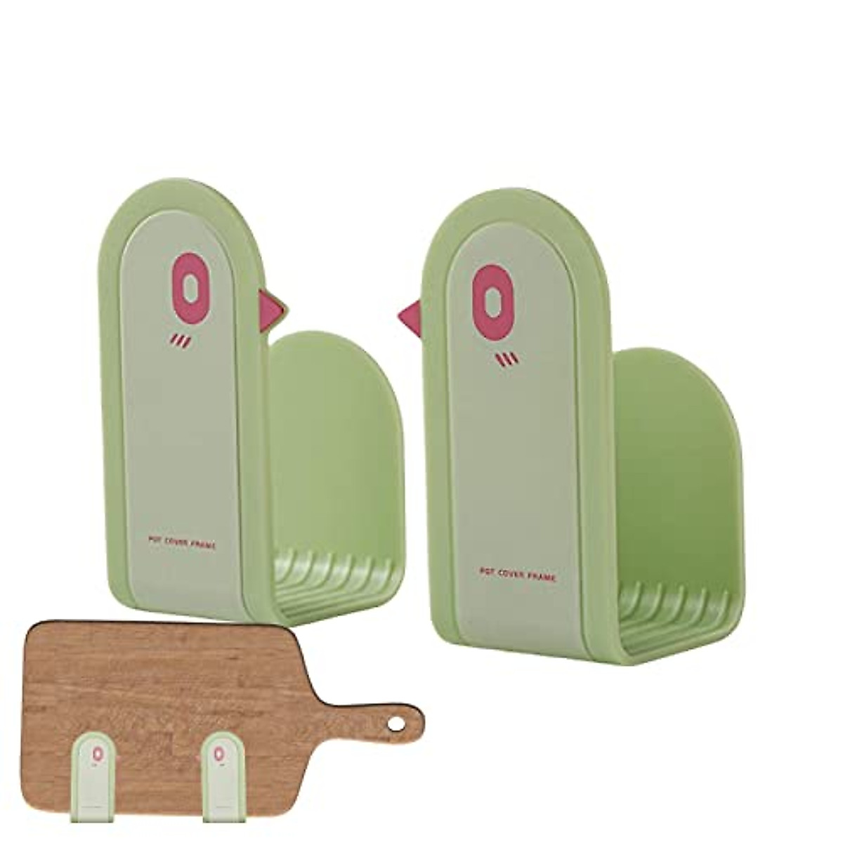 Pot Lid Organizer, Pot and Pan Cover Stand, Punch Free Wall Mount Pan Covers Storage, Non-slip Cutting Board Organizers for Kitchen Wall Adj