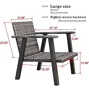 ovios Patio Furniture Set 5 PCS All Weather Outdoor Wicker Rattan Sofa Set with Ottomans High Back Sofa Thick Cushion Garden Backyard Porch (Dark Grey)