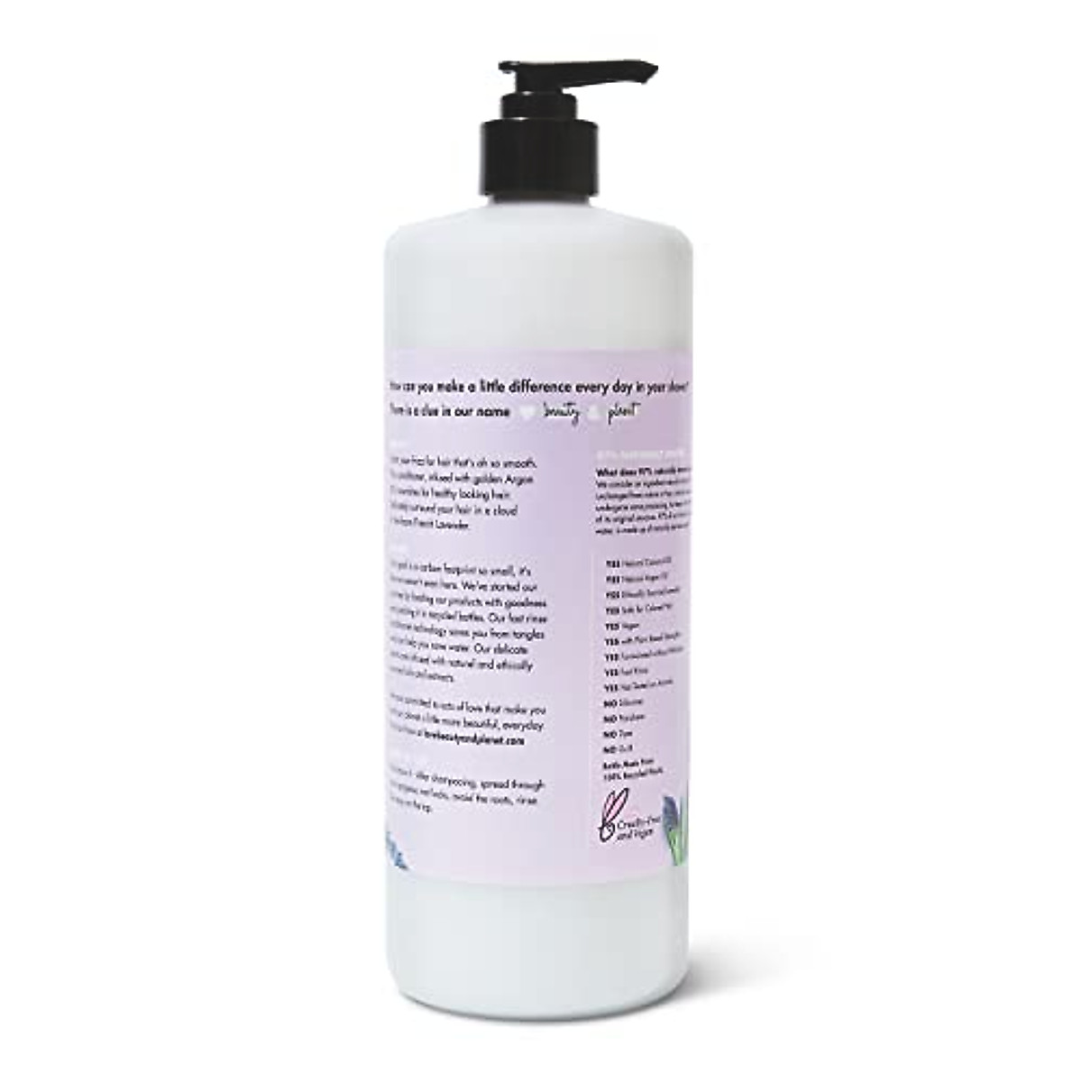 Love Beauty and Planet Smooth and Serene Dry Hair Conditioner Argan Oil & Lavender for Frizz Control Paraben Free, Silicone Free and Vegan Dry Hair Treatment 32.3 oz