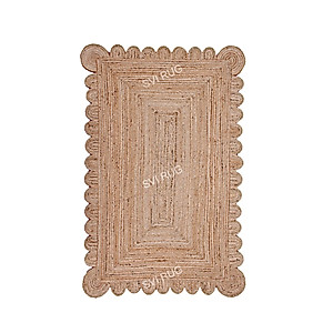 Scallop Pattern Jute Bohemian Area Rug (2' x 3')