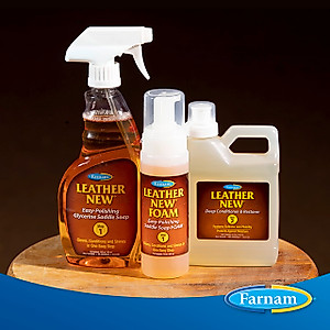 Farnam Leather New Easy-Polishing Glycerine Saddle Soap and Leather Saddle Cleaner, Protects and Preserves Leather, Cleans, Conditions and Polishes, 16 Oz.