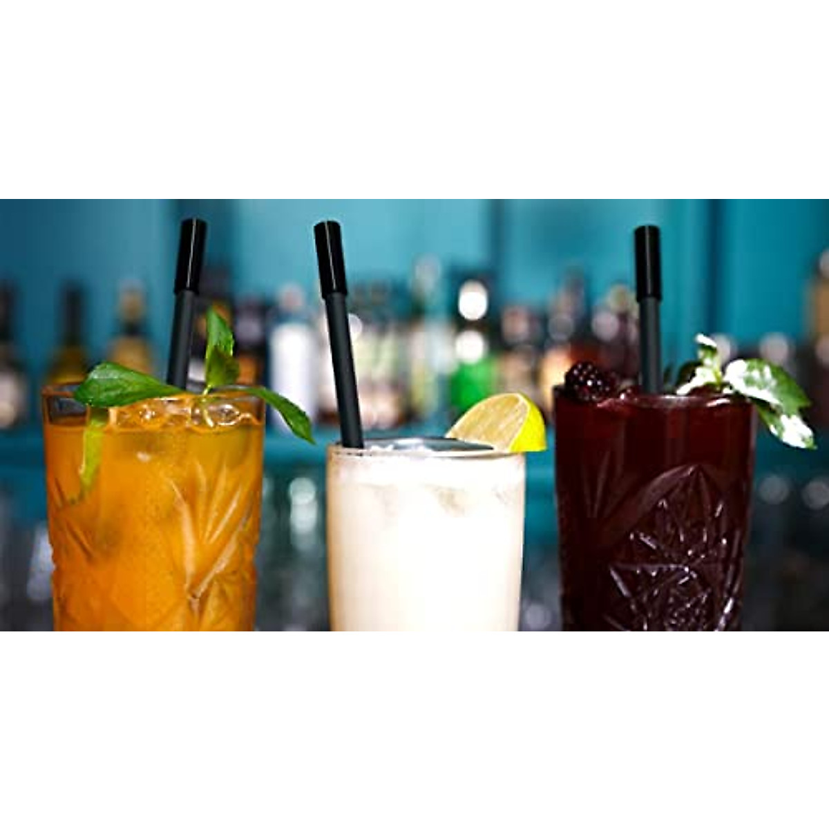 Silicone Tip Paper Straws - 250 pack - 7 3/4 inch Unwrapped Paper Drinking Straws with Silicone Tips (Black)