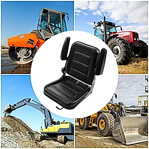 Black Universal Seat, Replacement Forklift Seat Garden Tractor Seat Universal Lawn Mower Seat Tractor Suspension Seat with Adjustable Backrest