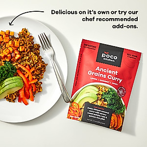 Poco Kitchen - Ancient Grains Coconut Curry, 3.5 oz (Pack of 1), Vegan, Vegetarian, 100% Real Food, No Preservatives, Shelf Stable, Quick Meal, Ready in 10 Minutes