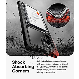 GOOSPERY Z Bumper Designed for Galaxy S22 Ultra Case, Shock Absorbing Dual Layer Structure TPU Edge Clear Back Cover with Detachable Clear Card Holder Stick On Phone Wallet