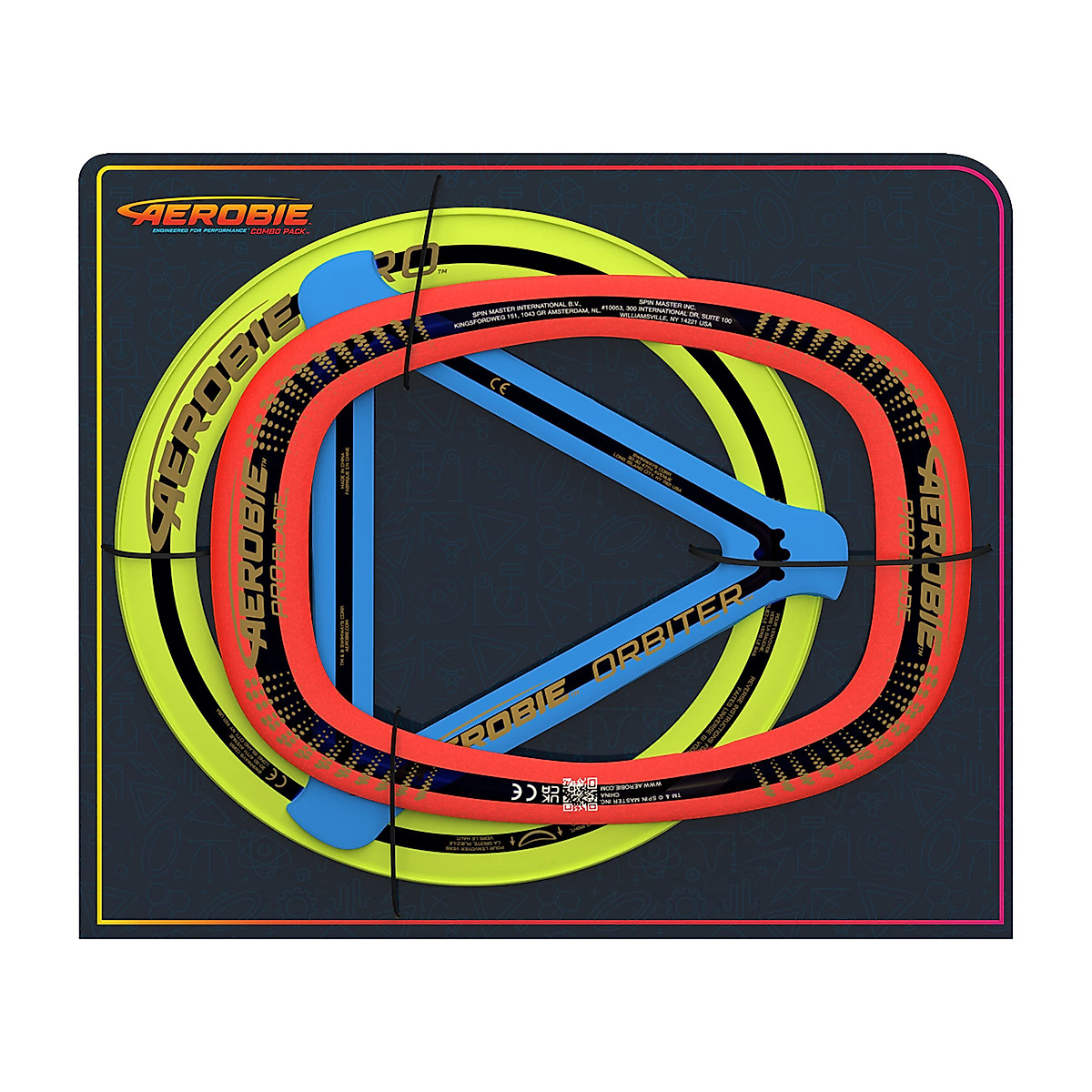 Aerobie 3-Piece Flying Ring Combo Pack with Pro Ring, Orbiter Boomerang, and Pro Blade, Lightweight Kids Toys for Disc Golf & Outdoor Games, Ages 5+