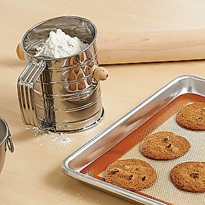 Zemensha Stainless Steel 3 Cups Flour Sifter for baking | Rotary Hand Crank Powdered sugar shaker and flour duster|