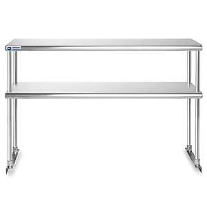 GRIDMANN NSF Stainless Steel Commercial 2 Tier Double Overshelf 48 in. x 12 in. for Kitchen Prep & Work Table