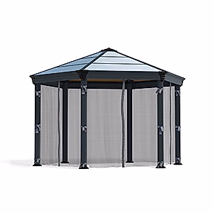Palram - Canopia Roma/Monaco Garden Gazebo Netting Set Gray - 6 Pieces