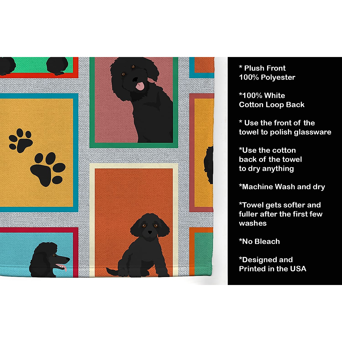 Caroline's Treasures MLM1108KTWL Lots of Black Standard Poodle Kitchen Towel Dish Cloths Guest Hand Towel Decorative Bathroom Towel for Face,Tea, Dishcloth, Kitchen and Bath