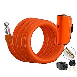 AZPINGPAN Alloy Bike Lock丨Portable Bike Locks Cable Lock Coiled Secure Keys Bike Cable Lock with Mounting Bracket丨Outdoor Cycling Equipment Accessories（120 cm）