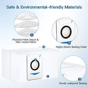 Vactop 9 Packs Dust Bags Replacement Compatible with Ecovacs Deebot X1 Omni, X1 Plus, T10 Omni, T10 Plus, T20 Omni, X & T Series, 3.3 L Large Capacity Dirt Disposable Vacuum Bags