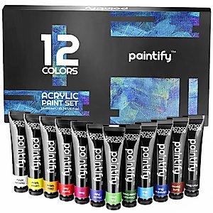PAINTIFY Acrylic Paint Set - 12 Vibrant Colors, 22ml Tubes - Premium Quality, Non-Toxic, Rich Pigments - Perfect for Artists, Students & DIY Crafters