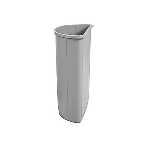 Rubbermaid Commercial 352000Gy Untouchable Waste Container Half-Round Plastic 21Gal Gray