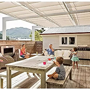 Pergola Shade Cover Wave Sail, Retractable Patio Sunscreen Canopy Permeable Mesh Fabrics Cloth Uv Blocking for Terrace Deck Gazebo (Color : Beige, Size : 0.5x4m)