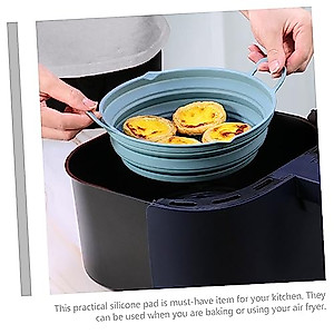 Alipis 2pcs Air Fryer Tray Silicone Bakeware Round Tray Non Stick Baking Sheet Folding Silicone Air Fryer Basket Air Fryer Liner Oven Liner Silicone Air Fryer Pad Reusable Air Fryer Mat