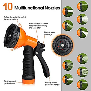 HDKing Garden Hose 50 FT - Flexible Metal Hose with 10 Function Nozzle, Kink Free, Lightweight, Durable, Crush Resistant Fitting, Easy to Coil, Puncture Proof Hose for Yard, Rv, 600 PSI - 2024 Model