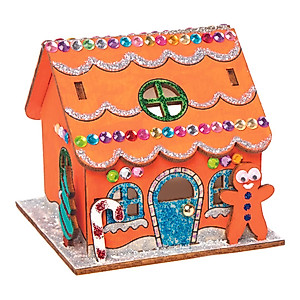 Baker Ross AX364 Gingerbread House Wooden Tealight Holder Kits - Pack of 3, Decorate and Display for Christmas Decorations, Ideal Kids Arts and Crafts Project