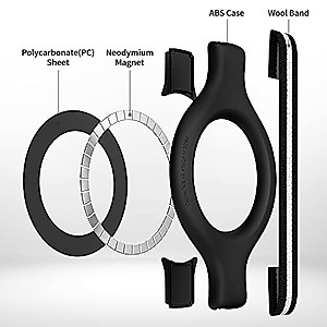 Sinjimoru Magnetic Wool-Band Phone Grip Holder for Apple MagSafe Case, Detachable Phone Grip Strap Holder for MagSafe Compatible with iPhone 15 14 13 12 Series. M-Mini Grip Black White