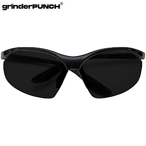 grinderPUNCH Full Lens Magnification Safety Glasses with Black Frame | Clear Lens | | Magnifying Reading Eyewear (Tinted +1.50 Diopter)