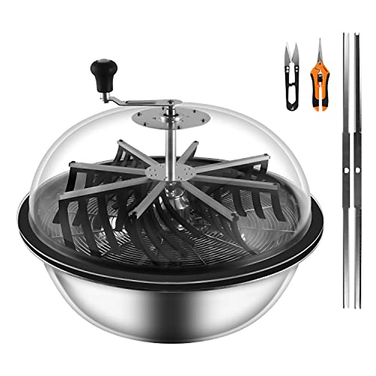 ATOUR 24 inch Bud Leaf Bowl Trimmer Upgraded Version with Clear Visibility Dome and Cut-Resistant Gloves, Sharp Stainless Steel Blades for Spin Cut, Solid Metal Gear Box, and Hand Pruner