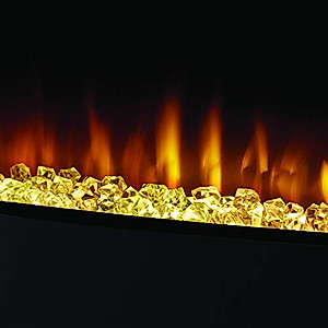 Muskoka 42" Contemporary Curved Front Slim Line Wall Mount Infrared Electric Fireplace, Black Glass