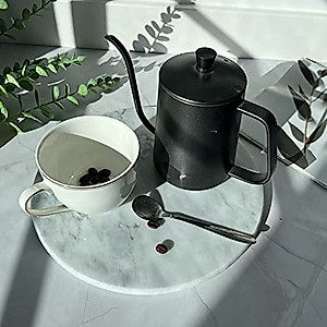 BustleDust 100% Natural Marble Pastry Board for Food, Tea, Coffee, Breakfast, Snacks, Cheese, Appetizers - Use in Kitchen, Bathroom, Office - Natural Marble (Gray White,Glossy Surface)