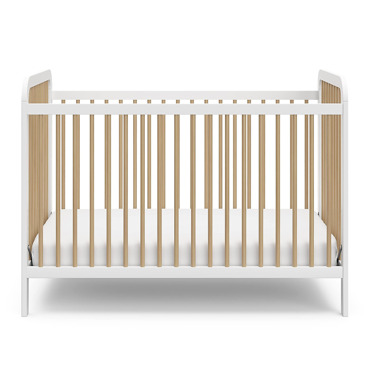 Storkcraft Pasadena 3-in-1 Convertible Crib (White with Driftwood) – GREENGUARD Gold Certified, Converts to Daybed and Toddler Bed, Fits Standard Full-Size Crib Mattress, Adjustable Mattress Height