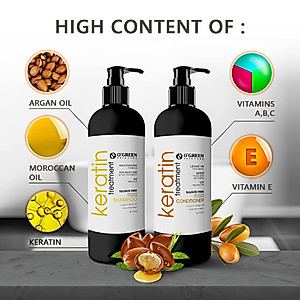 Keratin Shampoo and Conditioner Pump Set - Argan Oil for Dry Thinning Hair, Sulfate Salt Parabens Free - Anti Frizz - Clarifying And Protective Keratin Complex