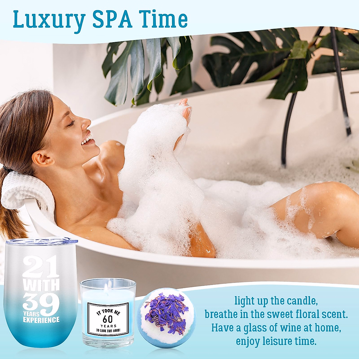 60th Birthday Gifts for Women, Happy 60 Birthday Presents Gift Ideas for Woman Mom Grandma Friends Sister, Funny 60 Year Old Gifts Baskets Box from Mothers Daughter Wife Her, Unique Bag Wine Bday Gift