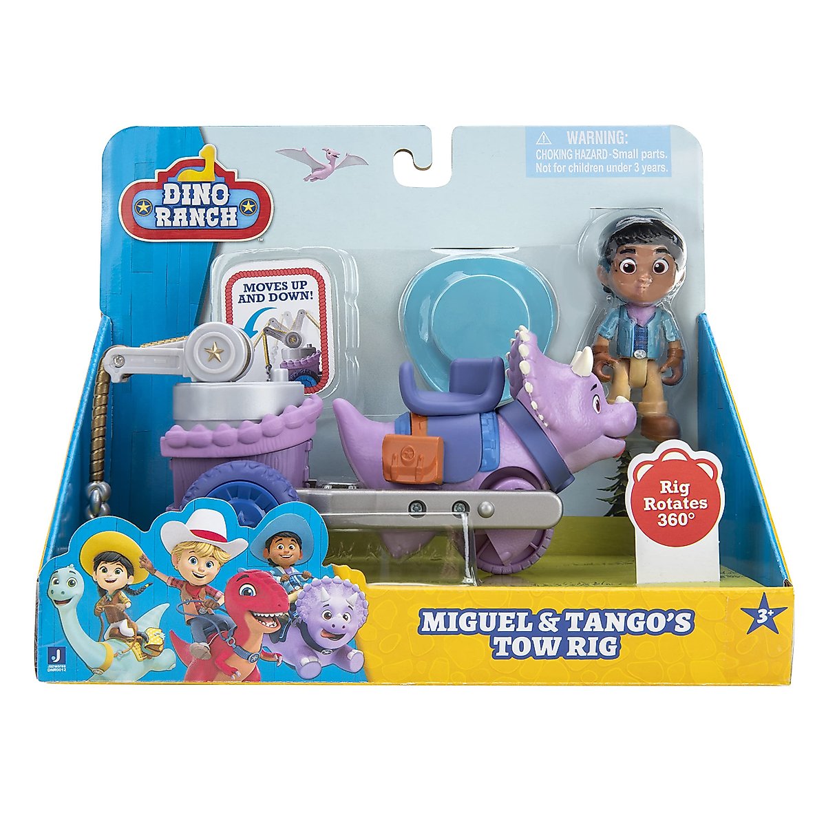 Dino Ranch Miguel and Tango’s Tow Rig Vehicle - Features 5” Dino Tango Tow Rig and 3” Dino Rancher Miguel - Three Styles to Collect - Toys for Kids Featuring Your Favorite Pre-Westoric Ranchers