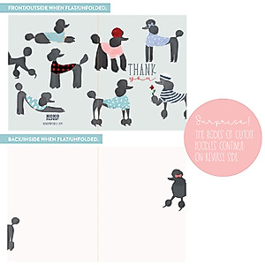 Koko Paper Co Black and Blue Standard Poodles Thank You Cards | 15 Folded Cards and 15 Bright White Envelopes (30 Count Total) | Printed on Heavy Card Stock.