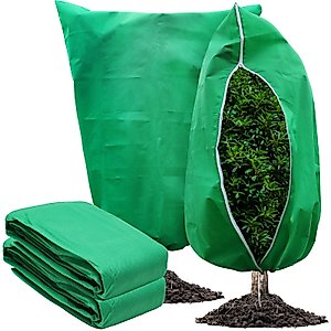 GonLei 2 Packs Plant Covers Freeze Protection 47.7" X 71.7" Large Frost Blankets for Plants Frost Cloth Plant Freeze Protection Tree Covers Freeze Protection Covers Bags with Zipper Drawstring