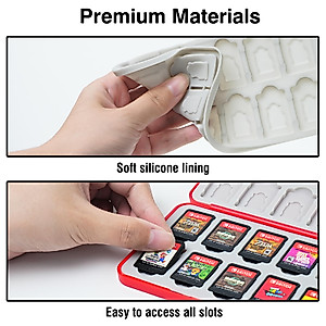 TIKOdirect Game Card Case for Nintendo Switch/SD Cards, Storage 24 Switch Game Cards Portable Holder Pretty Cute Hard Shell with Magenic Closure, Red