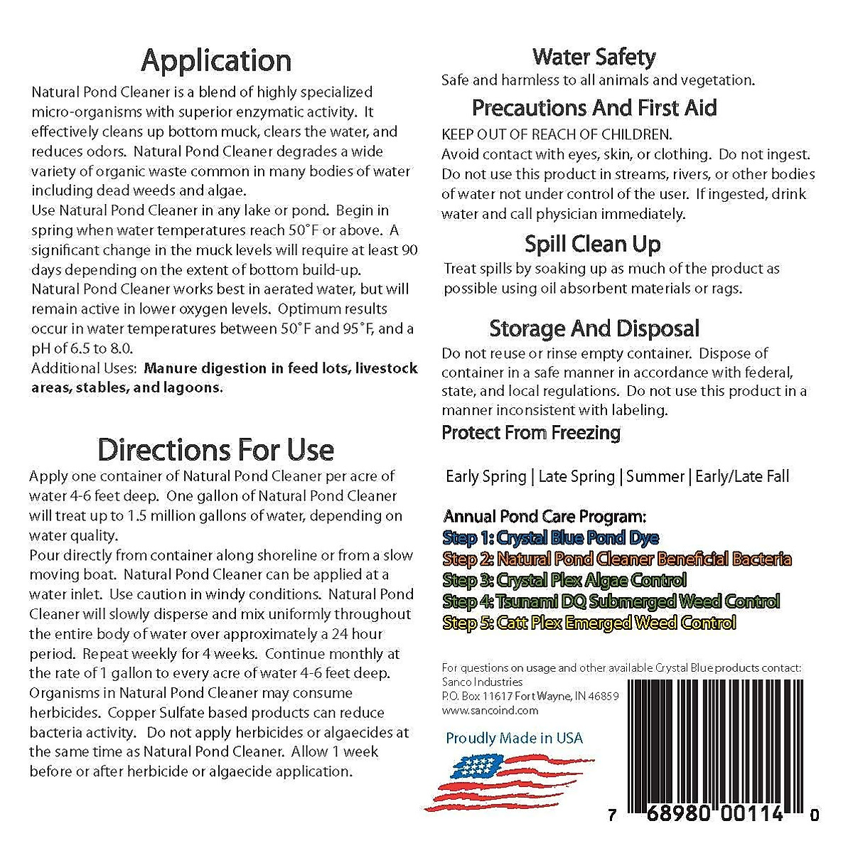 Crystal Blue Natural Pond Cleaner - Muck and Sludge Remover, Safe for Koi - 1 Gallon