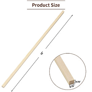 BILLIOTEAM 50 Pack Wooden Dowels for Crafts, Unfinished Square Wooden Dowels Rod,Hardwood Square Dowel Sticks for DIY Crafts Projects,Home Decor(1/4" x 12")