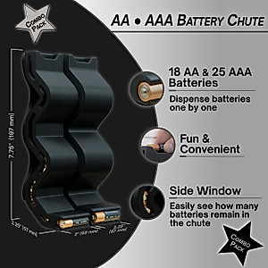 Protect Your Power - AA & AAA Battery Chute Combo, Wall Mount Battery Organizer/Battery Dispenser - Black (Combo Pack)