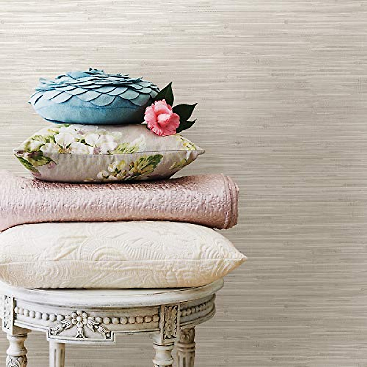 NuWallpaper NUS2875 Cream Grassweave Peel & Stick Wallpaper, Neutral