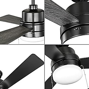 Progress Lighting P250076-31M-WB Trevina V 3-Blade Modern Indoor Ceiling Fan Matte Black with Light Kit and White Opal Shade