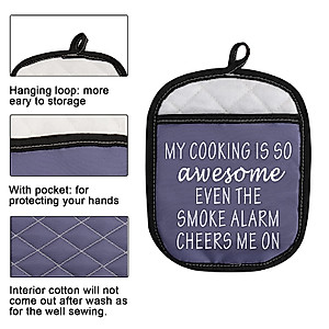 Funny Oven Pads Pot Holder with Pocket My Cooking is So Awesome Even The Smoke Alarm Cheers Me On (Cheers Me On)