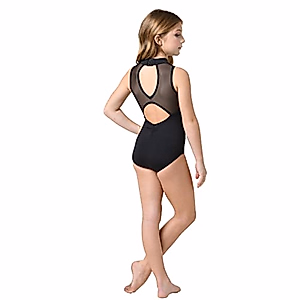 Danz N Motion Girls Mock Neck Tank Leotard 22125C (Black, 8-10)