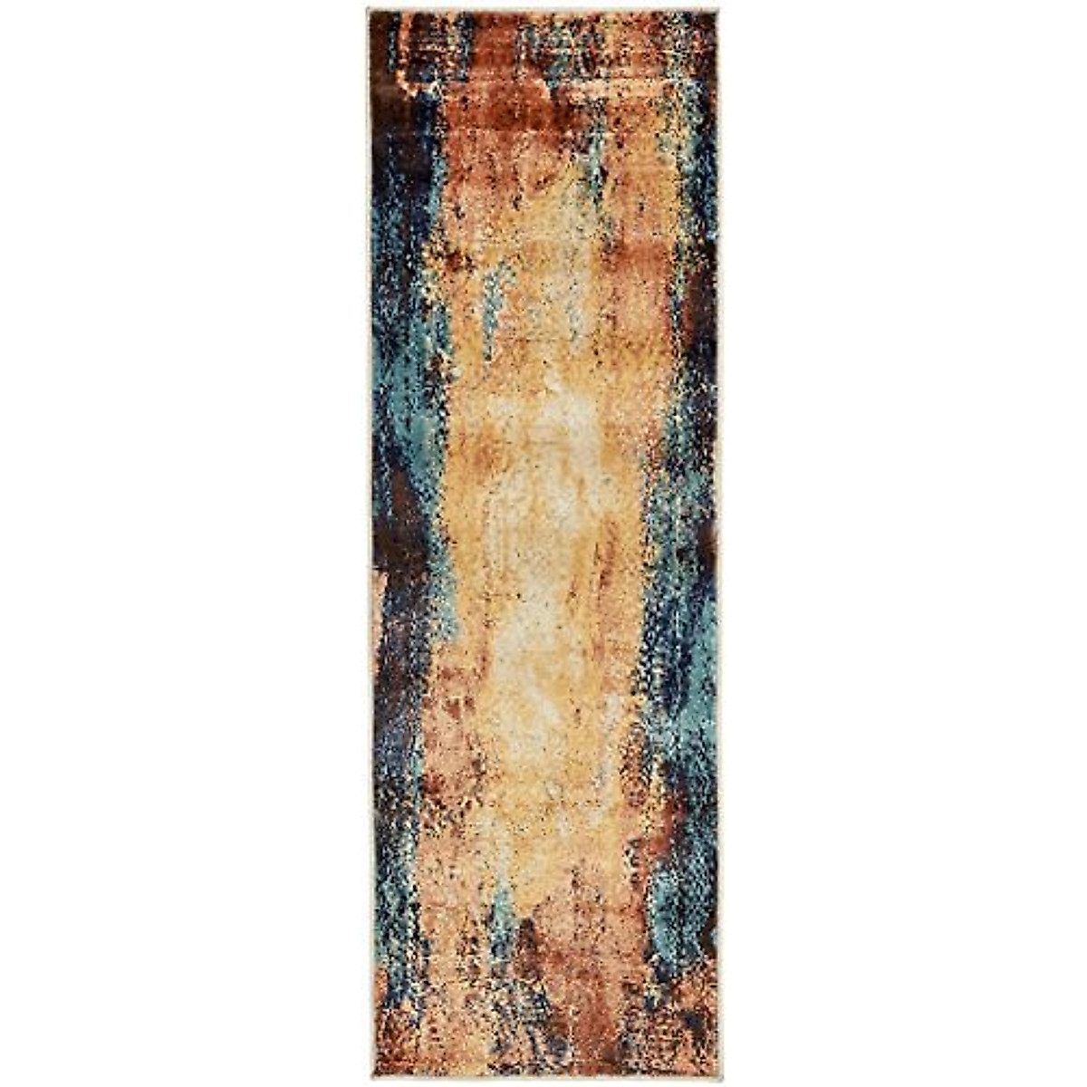 Unique Loom Mystic Collection Over-Dyed Abstract, Mid-Century Modern, Rustic Area Rug, 2' 0" x 6' 0", Peach/Beige